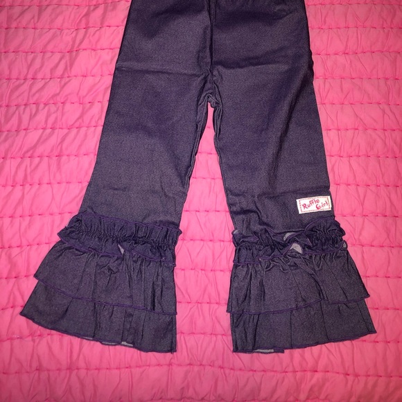 Ruffle Girl | Bottoms | Purple Ruffle Girl Denim Capri Pants | Poshmark